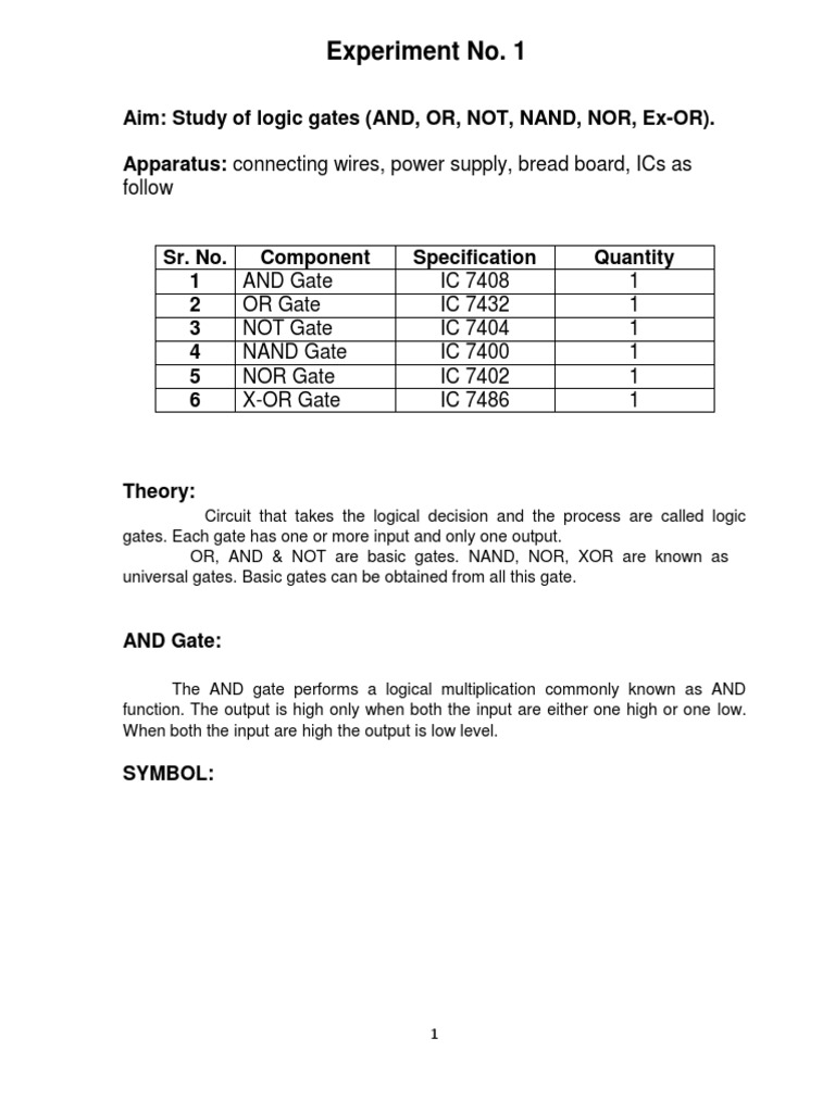 Experiment No. 1: Follow | PDF | Logic Gate | Digital Technology