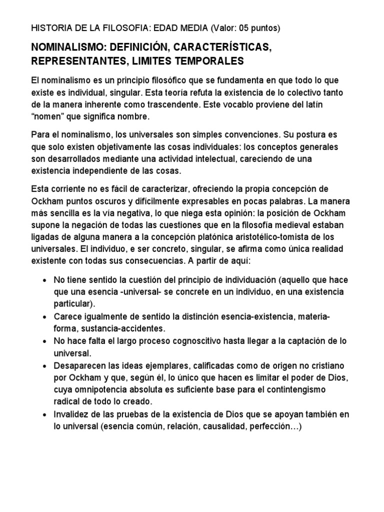 Nominalismo: Definición, Características, Representantes | PDF ...