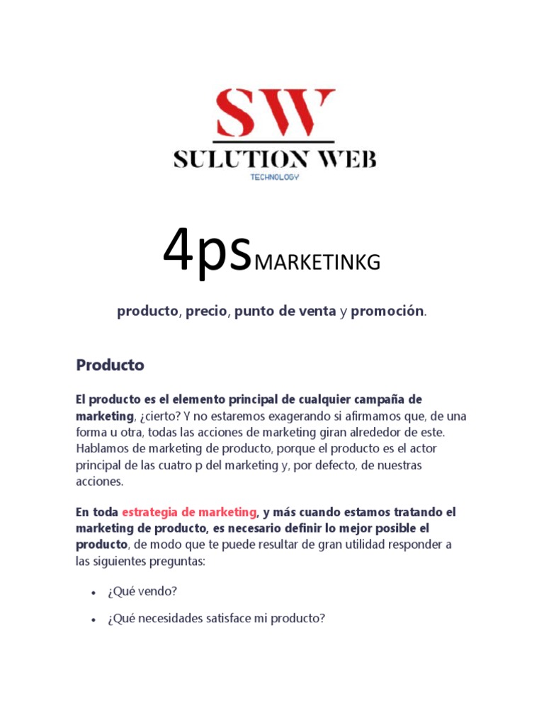 4 Ps | PDF | Marketing | Producto (Negocio)