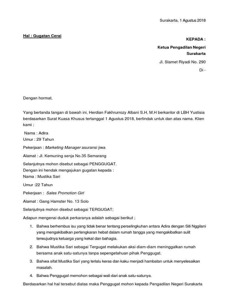 Surat Gugat Cerai | PDF