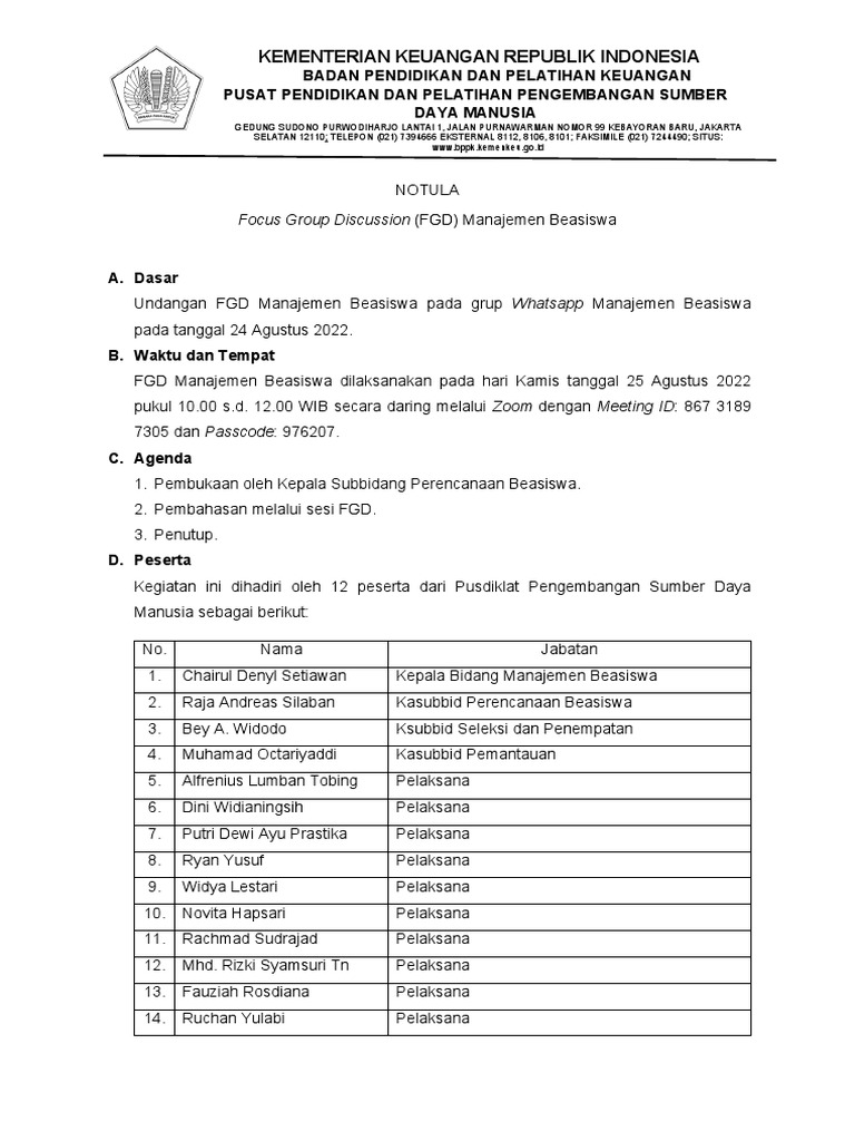 Notula FGD | PDF