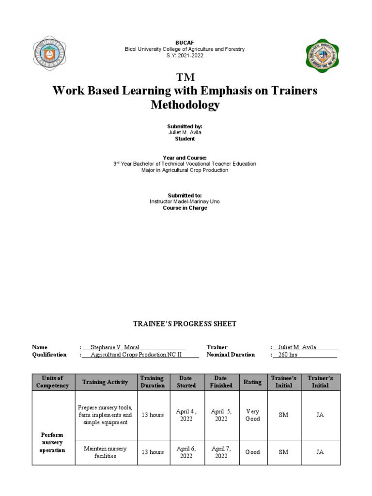 Trainees Progress Sheet | Download Free PDF | Agriculture | Botany Trainees Progress Sheet | Download Free PDF | Agriculture | Botany