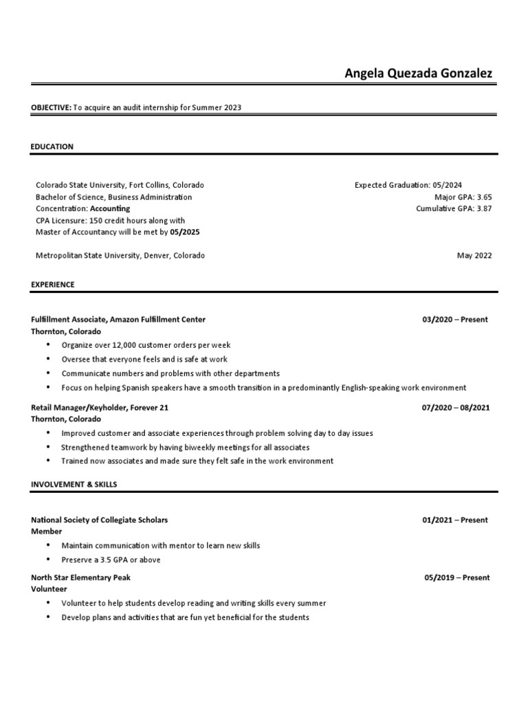 Angela Quezada Resume Cis | PDF