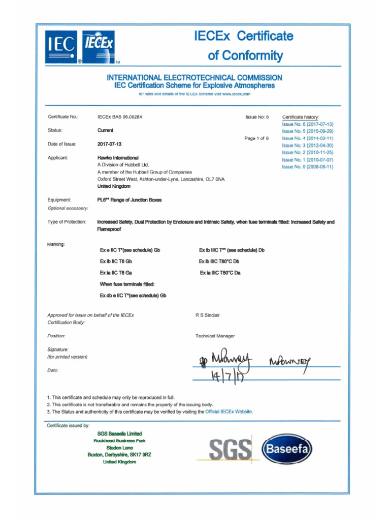 Iecex Bas 06 0028x | PDF