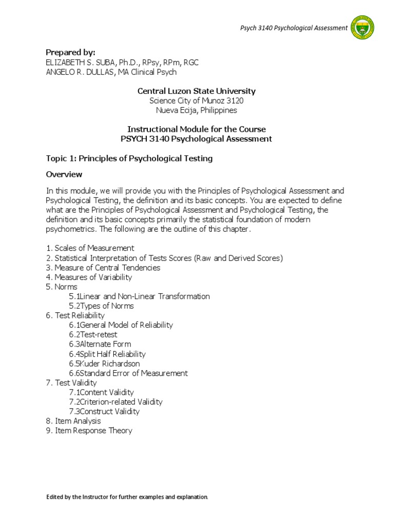 MODULE 2 Handout | PDF | Test (Assessment) | Standard Score