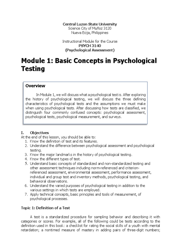 Module 1 - PSYCH 3140 Lab | PDF | Psychology | Psychological Testing