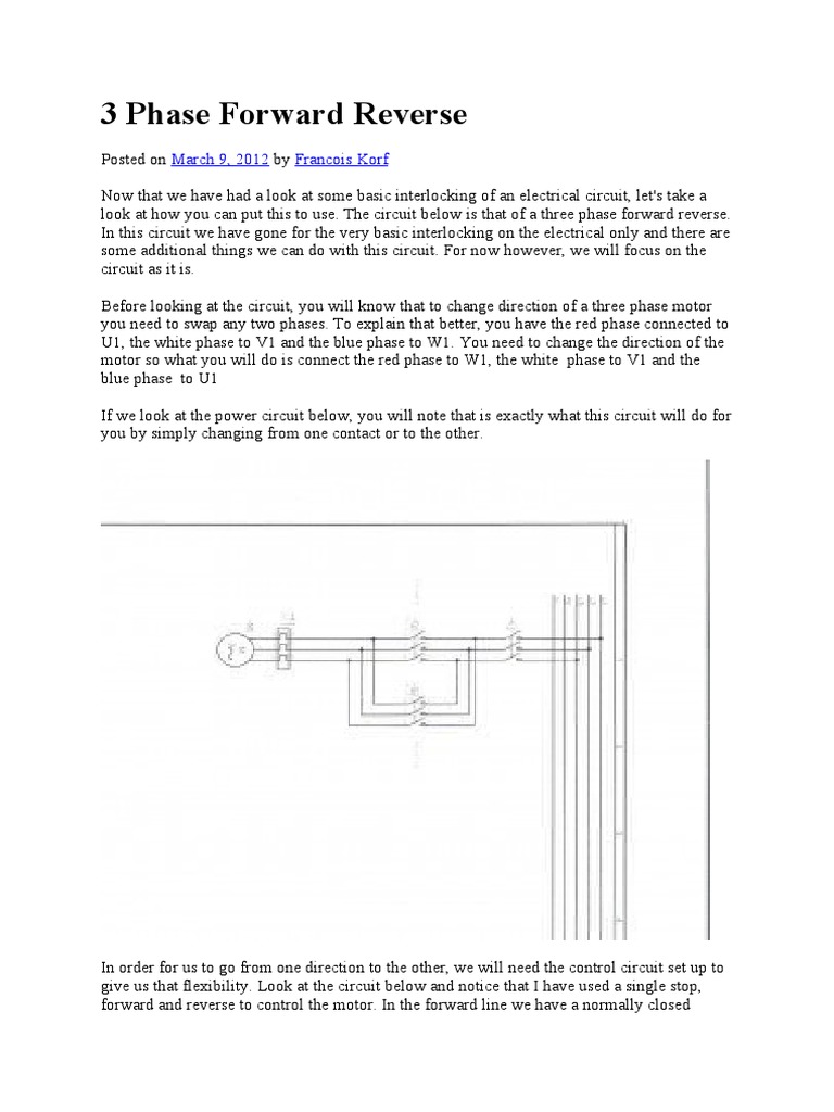 3 Phase Forward Reverse | PDF | Electric Motor | Switch