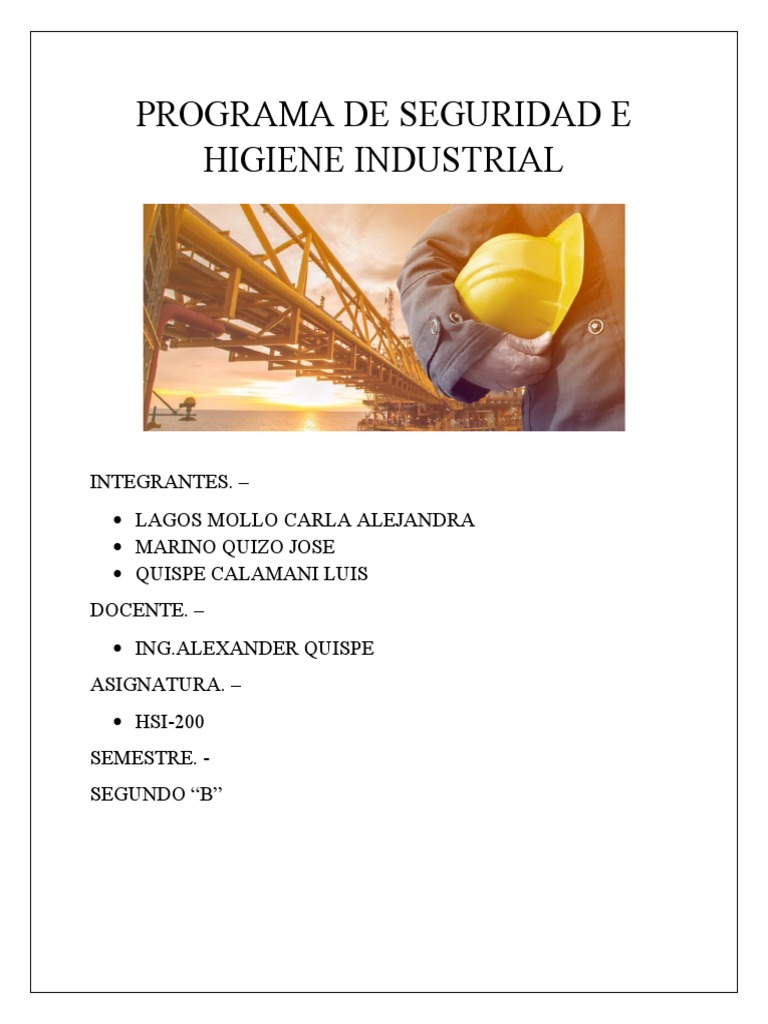 Programa de Seguridad e Higiene Industrial | PDF | Seguridad y salud ...