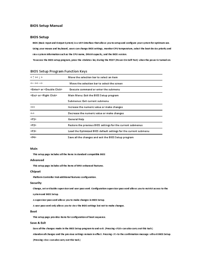 Brix Manual Bios-Quick-Guide | PDF | Bios | Cpu Cache