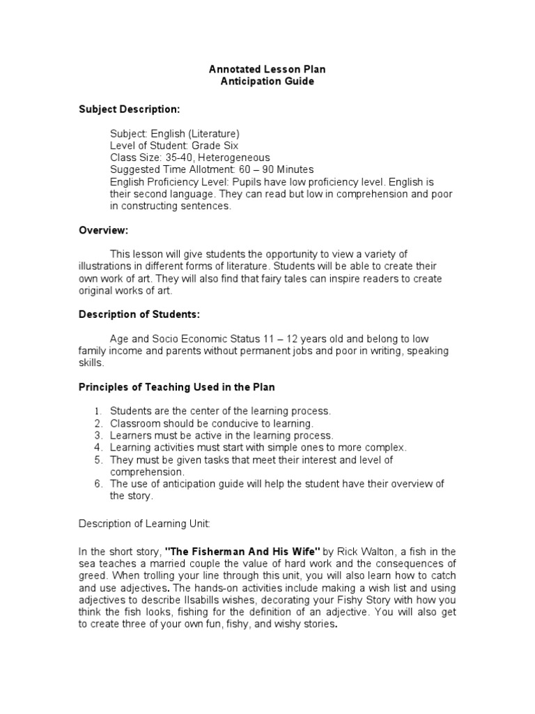 Grade 6 English Literature Lesson Plan | PDF | Lesson Plan | Motivation