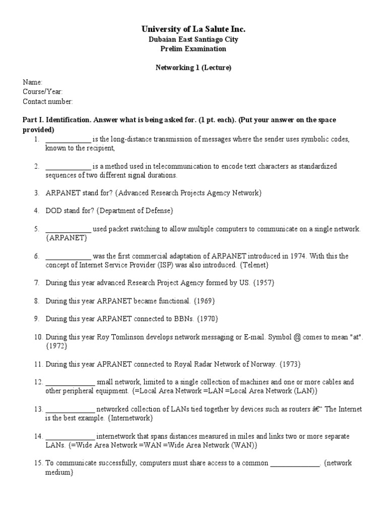 Prelim Examination NET 1 Lec and Lab | PDF | Computer Network | Network ... Prelim Examination NET 1 Lec and Lab | PDF | Computer Network | Network ...