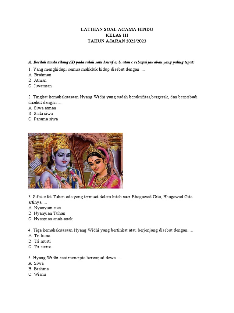 Latihan Soal Agama Hindu Kelas Iii | PDF