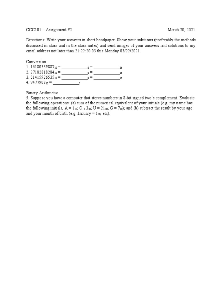 CCC101 Assignment 2 | PDF