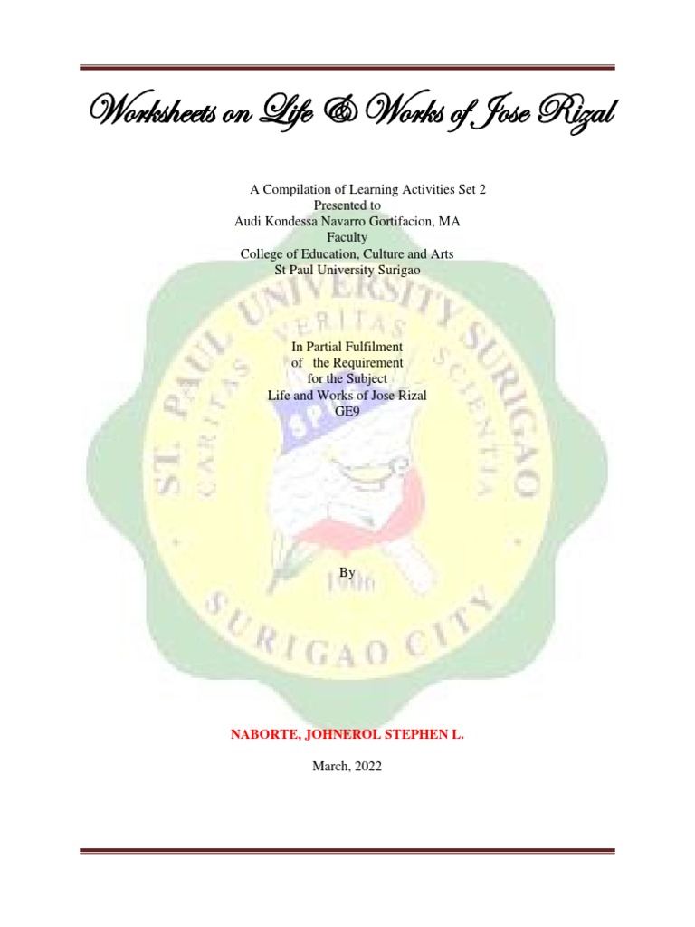 RizalWorksheets BSBA2.NABORTE | PDF | Philippines