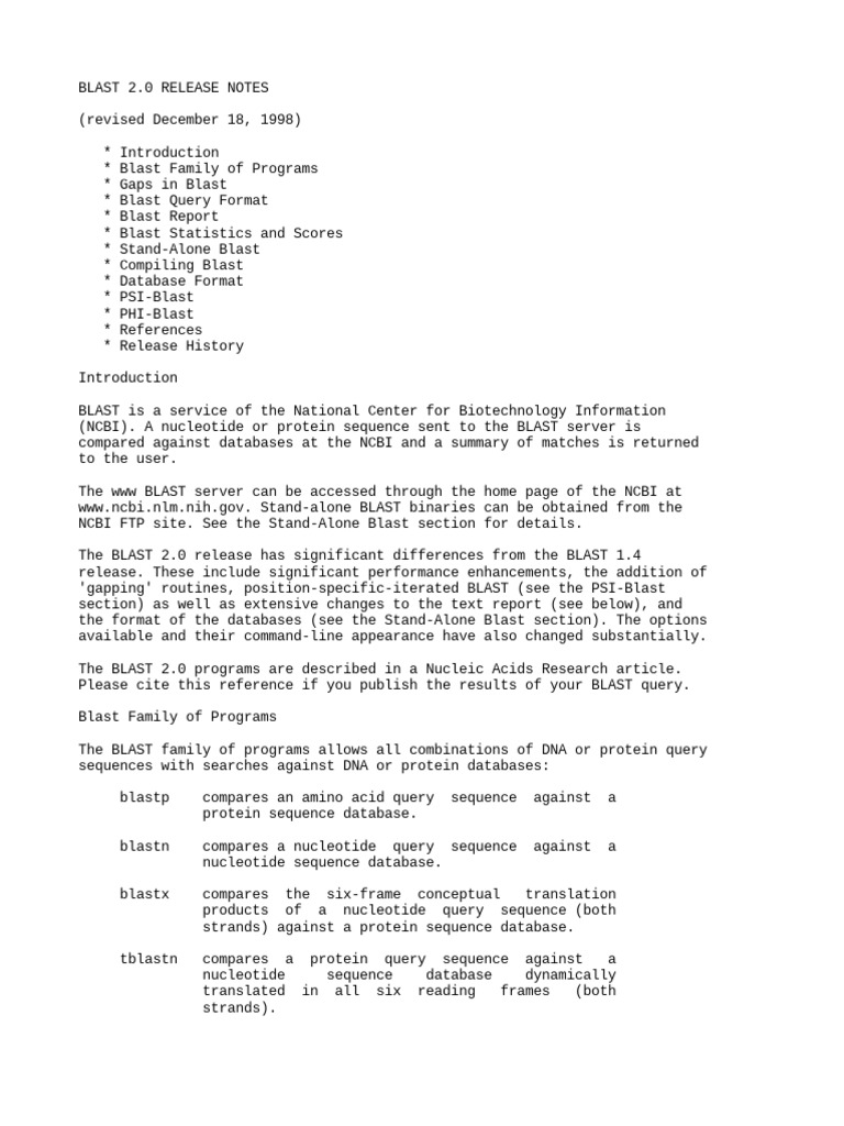Blast | PDF | Sequence Alignment | National Center For Biotechnology ...