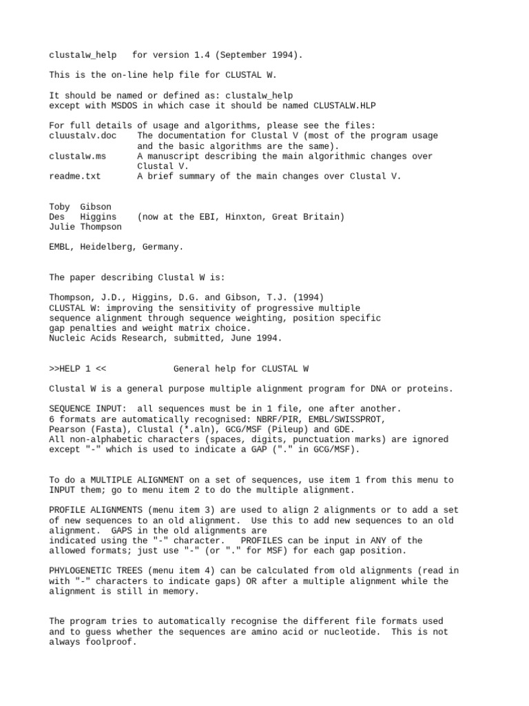 Clustalw | PDF | Sequence Alignment | Genetics