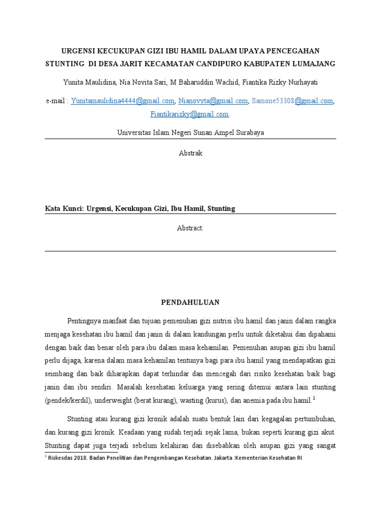 Urgensi Kecukupan Gizi Ibu Hamil Dalam Upaya Pencegahan Stunting Di ...