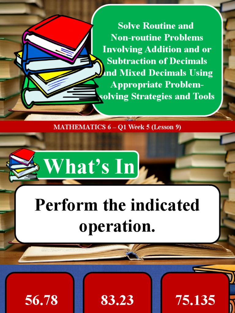 (Math 6 WK 5 L9) - Problems Involving Addition and or Subtraction of Decimals | PDF
