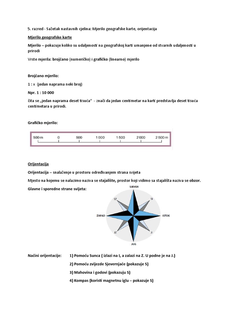 Razred - Mjerilo Geografskih Karata, Orijentacija | PDF