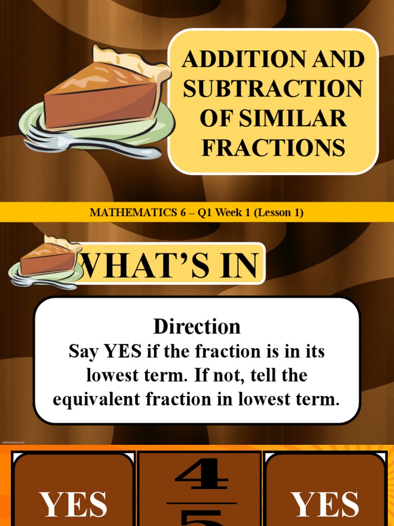 Math 6 WK 1 L1) - Addition and Subtraction of Similar Fraction | PDF ...