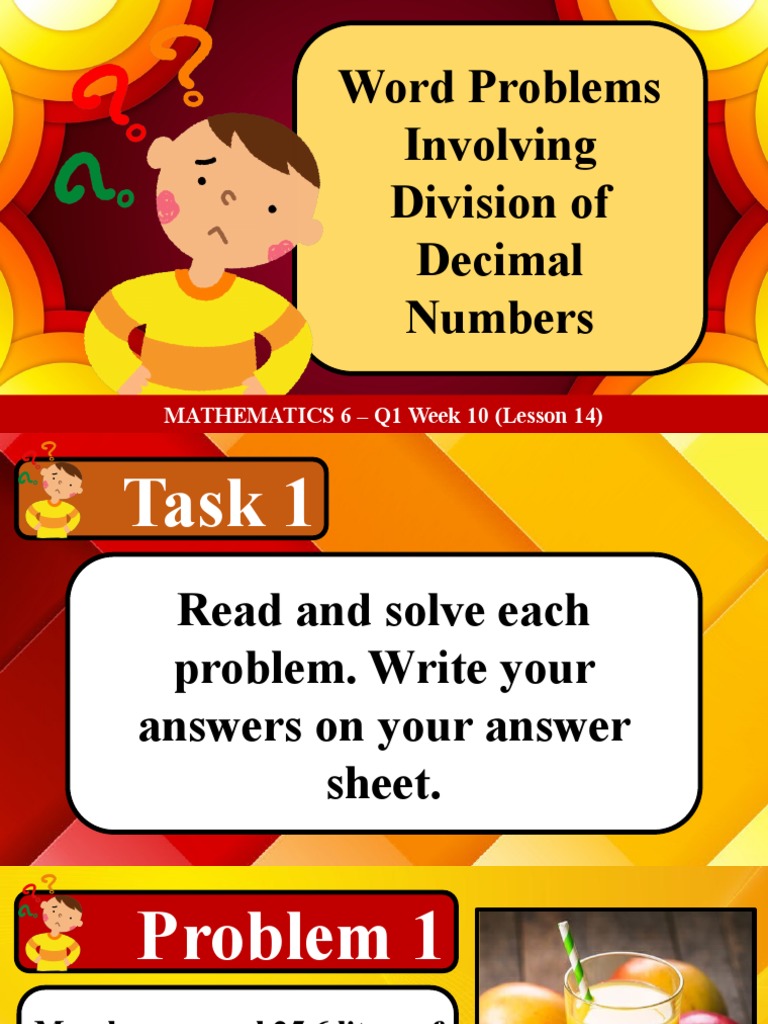 (Math 6 WK 10 L14) - Word Problems Involving Division of Decimal ...
