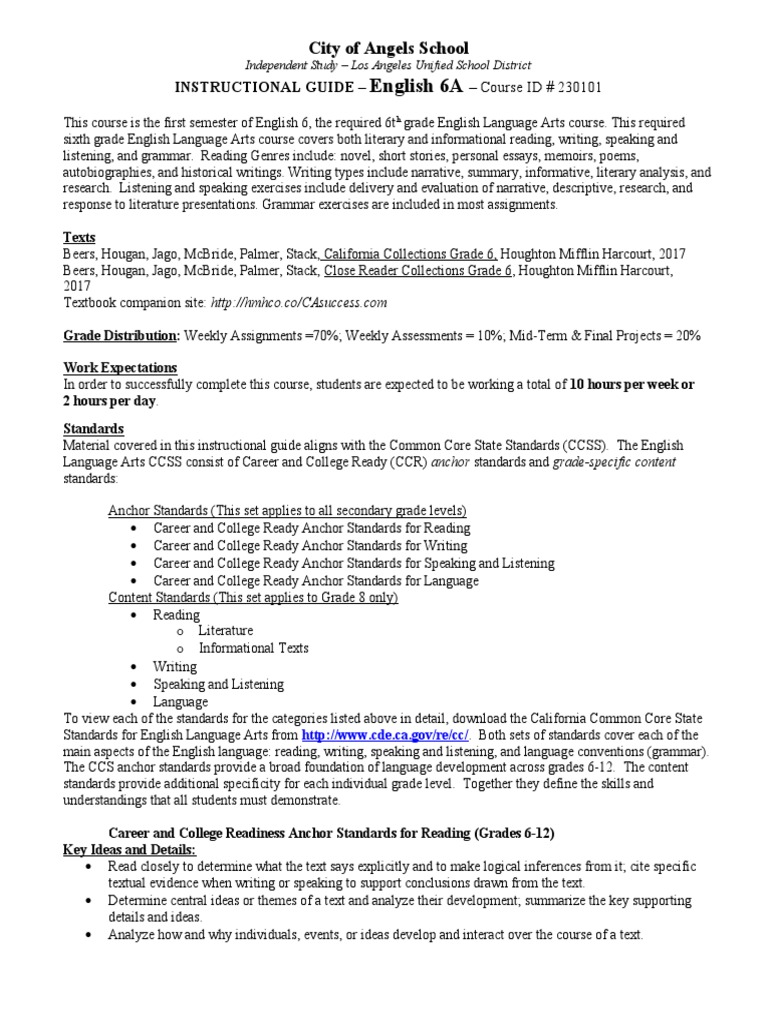 IG English 6A CA Collections | PDF | Reading Comprehension | Poetry