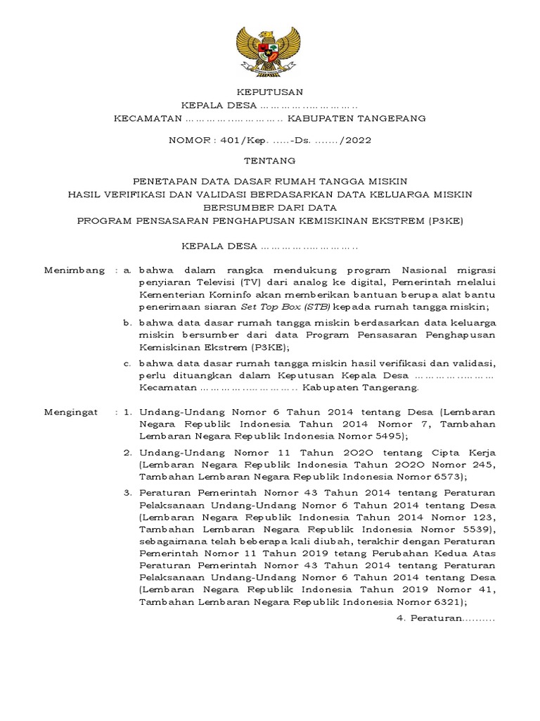 Keputusan Kades-Keluarga Miskin Bersumber Program Pensasaran Penghapusan Kemiskinan Ekstrem ...