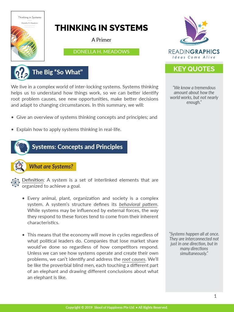 RIG - Thinking in Systems Text Summary | PDF | System | Ecological ...
