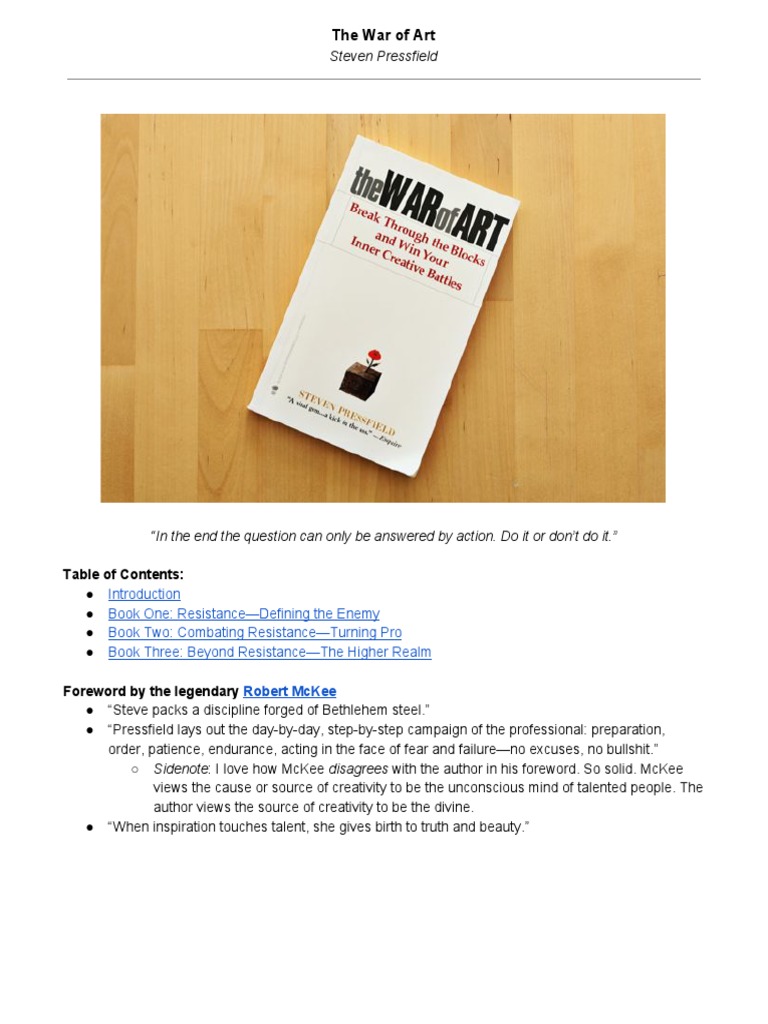 The War of Art - Steven Pressfield | PDF | Unconscious Mind | Id