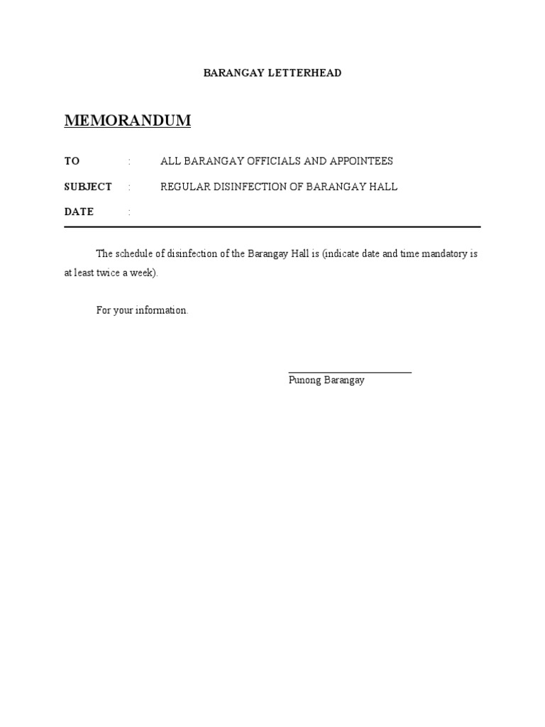 Memo Disinfection | PDF