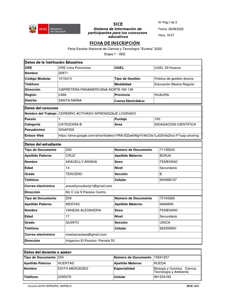 RPT Formato Ficha EUREKA | PDF