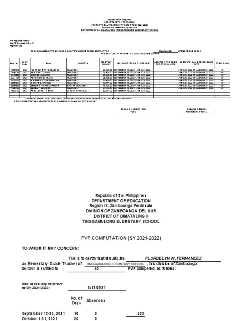 Tinggabulong Es - PVP Computation 2021-2022 | PDF | Philippines | Schools