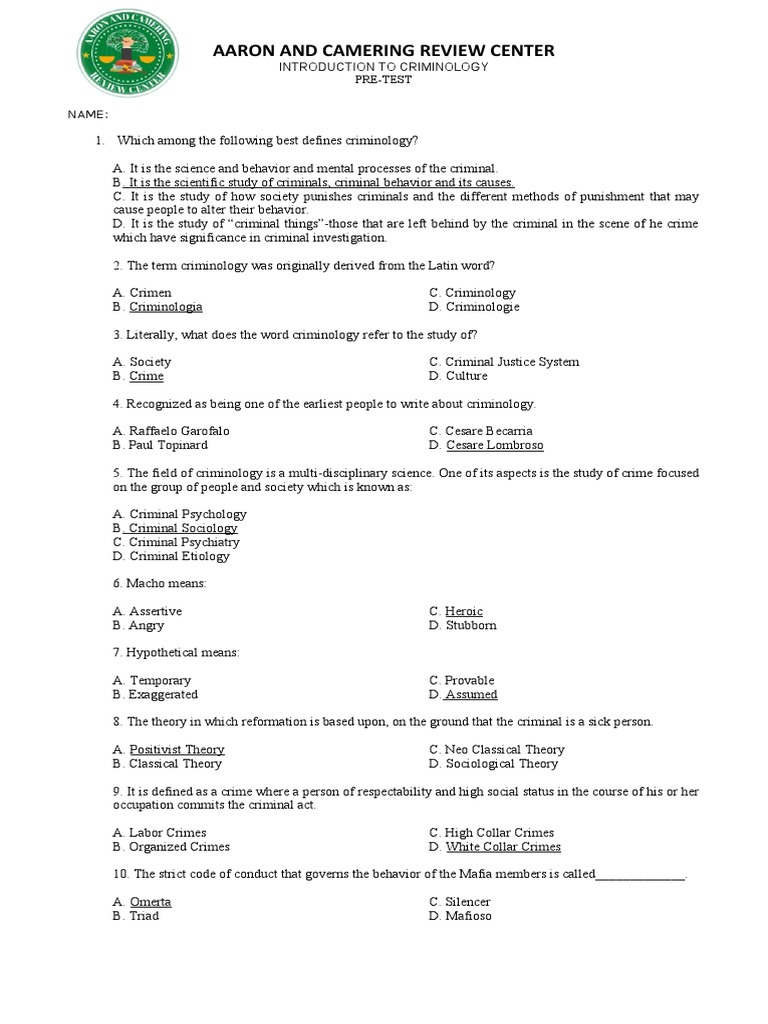 Intro To Crim | PDF | Criminology | Id