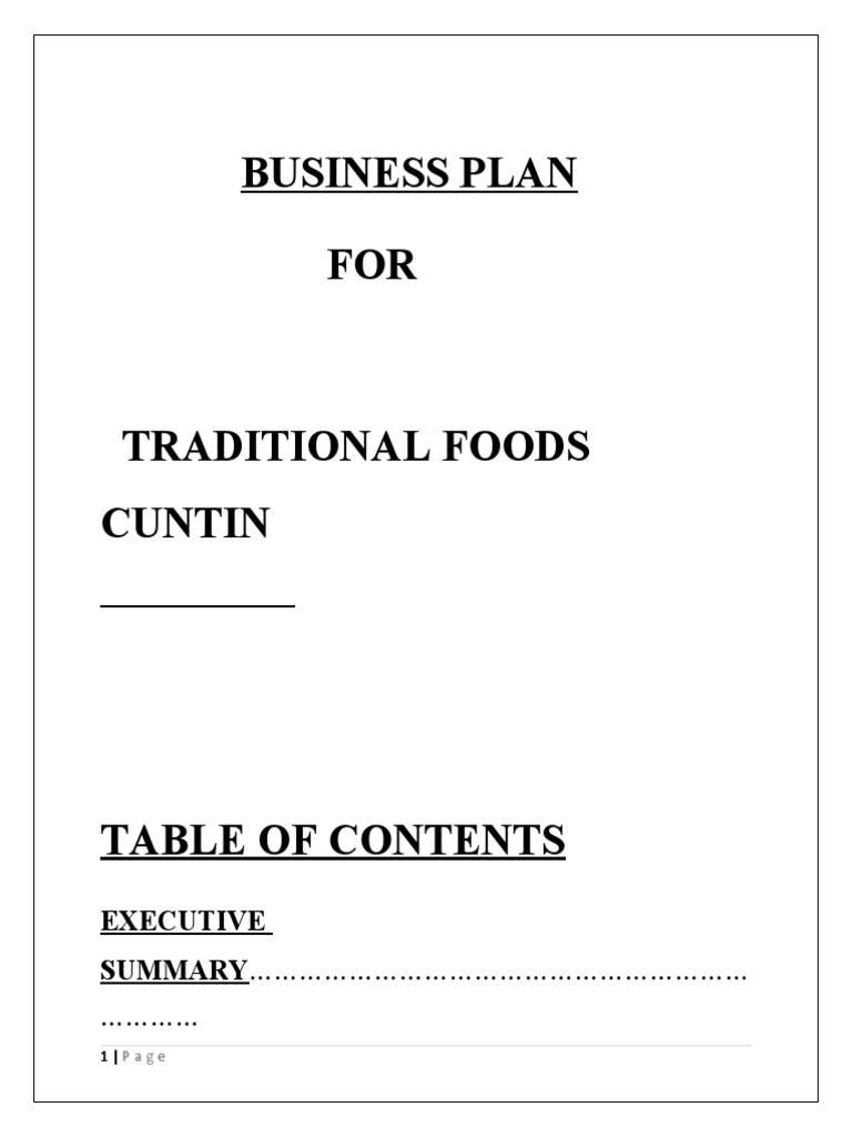 Business PLan Traditional Food Curtin Business PLan | PDF | Pricing ...