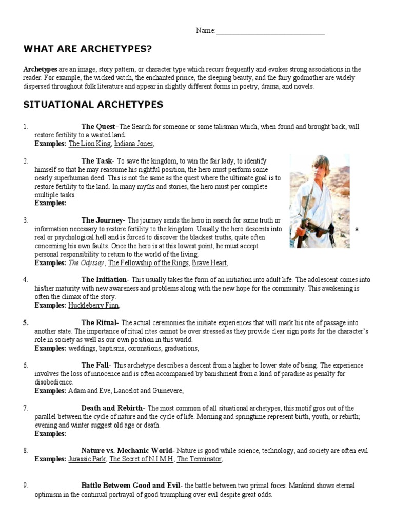 Archetypes Handout | PDF | Hero