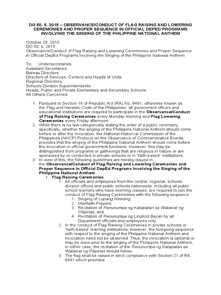 Flag Raising Sample Program | PDF | Government | Justice