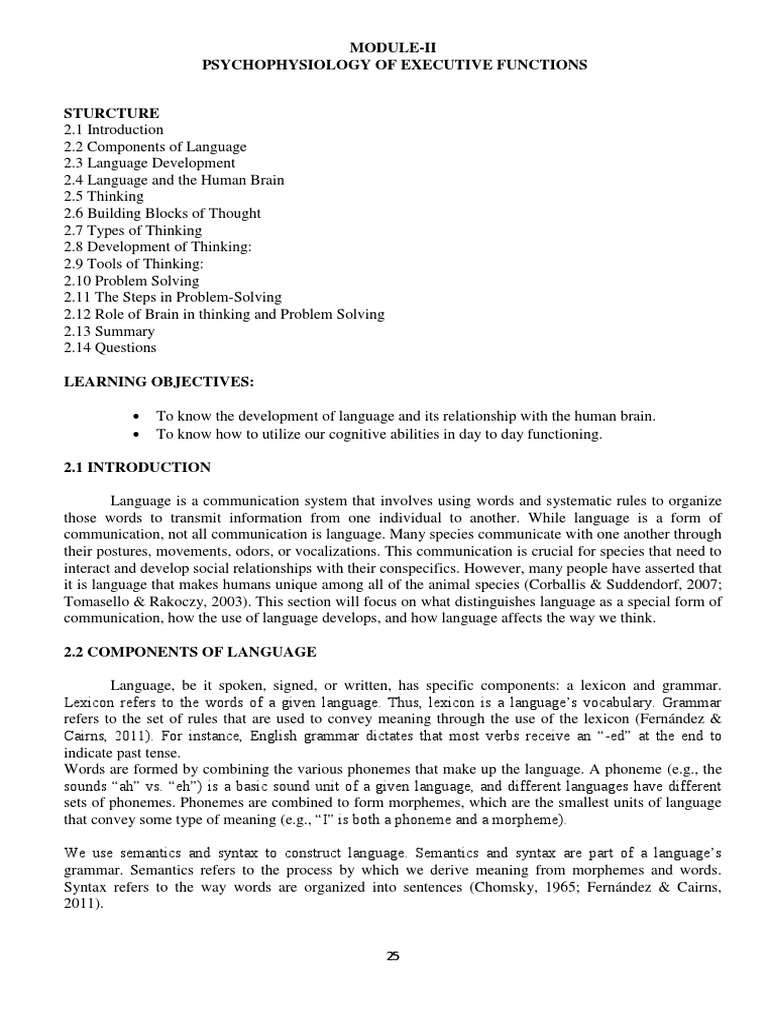 UNIT-2 Textual Notes - Psychophysiology of Executive Functions | PDF ...