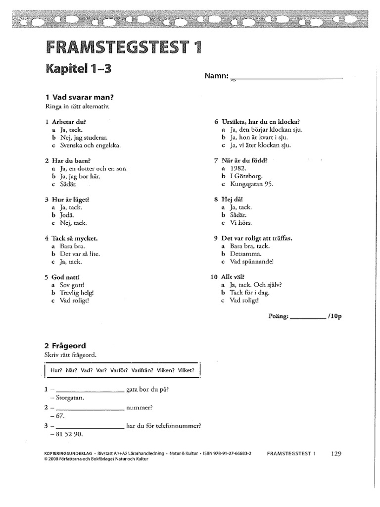 Swedish TEST | PDF
