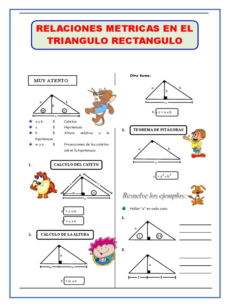 Relaciones Metricas en El Triangulo Rectangulo | PDF | Formas geométricas | Matemática Elemental