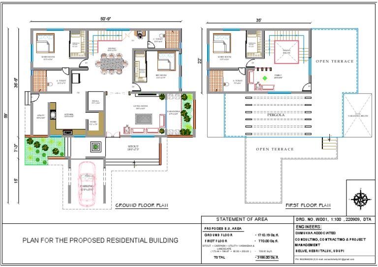 PROPOSED G+1 FLOOR PLAN (3 BEDROOMS) - Model | PDF | Home | Room