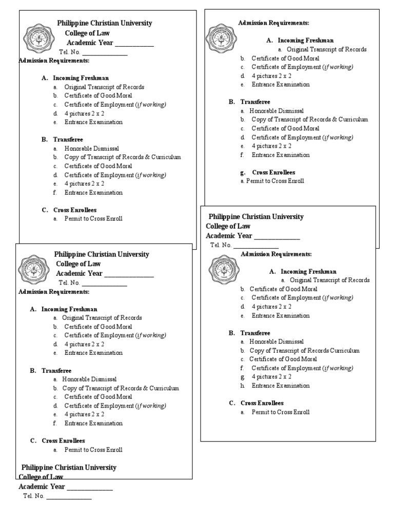 PCU Admission Requirements | PDF