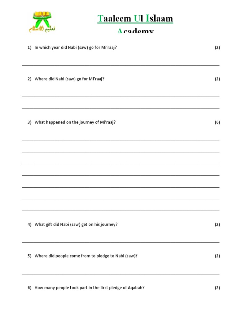 Exam Sample | PDF | Muhammad | Medieval Islam