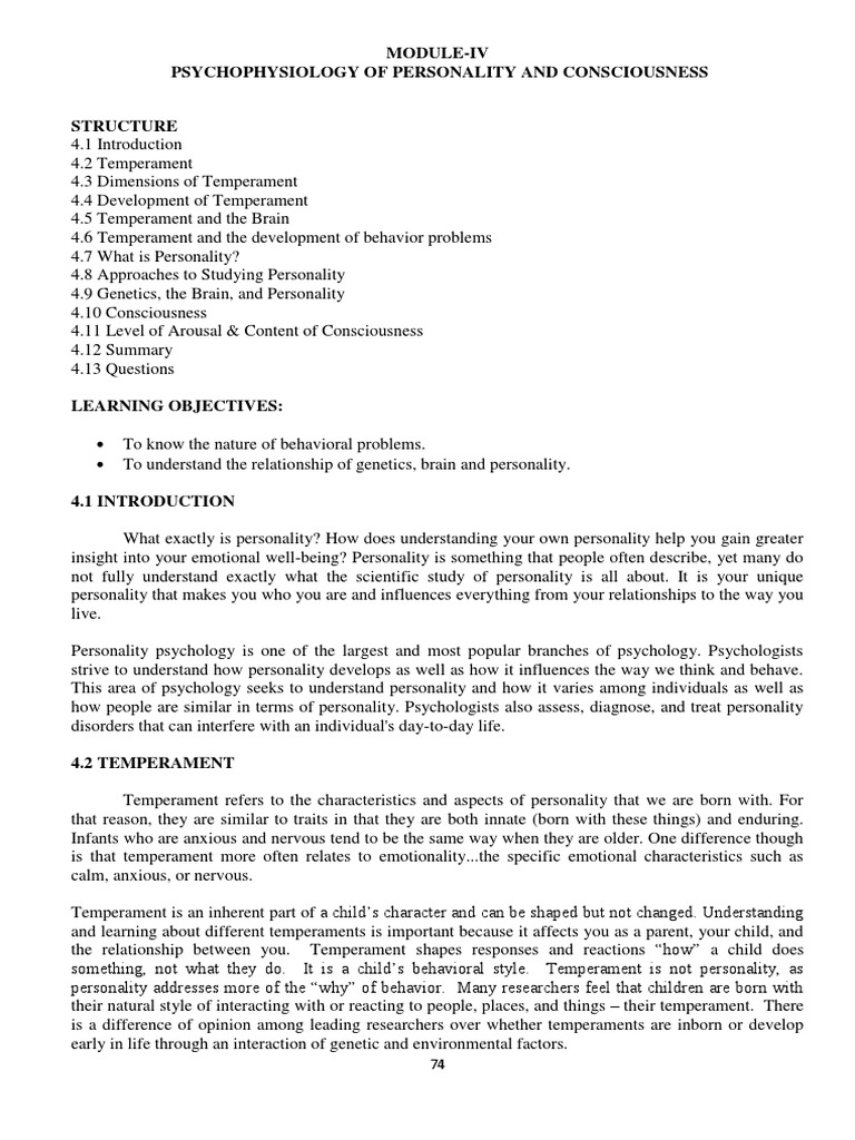 UNIT-4 Textual Notes - Psychophysiology of Personality and ...