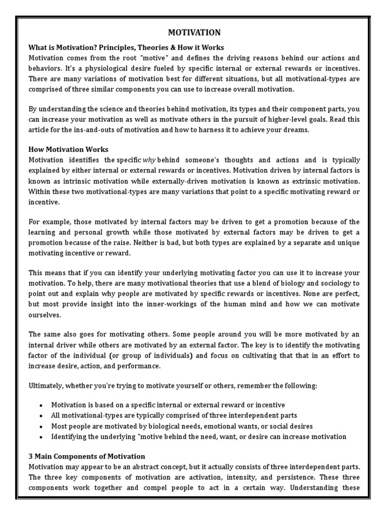 MOTIVATION | PDF | Motivational | Motivation