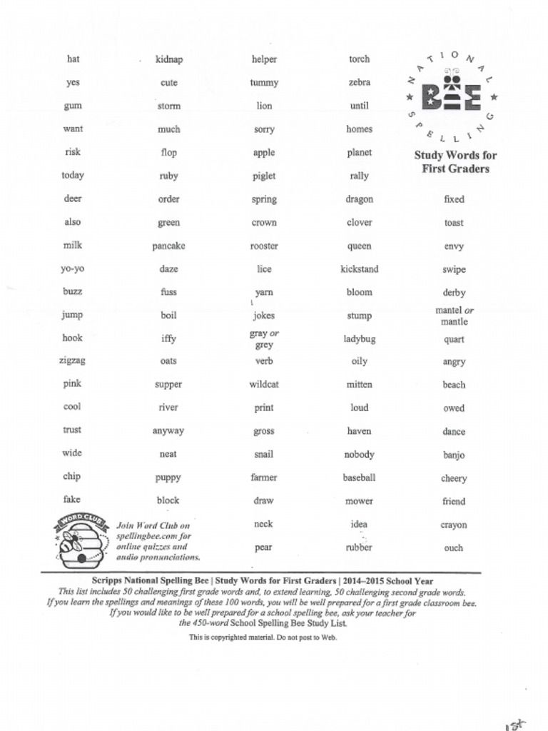 Words 1st Grade | PDF