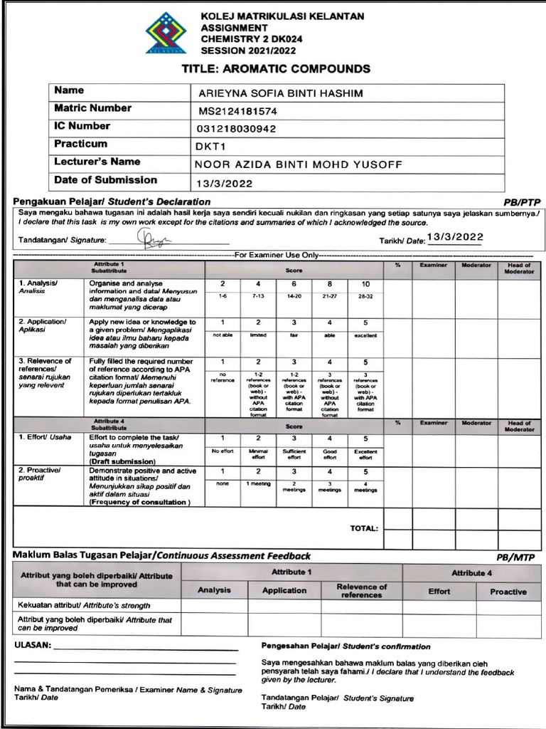Assignment DK024 Aromatic Compound | PDF