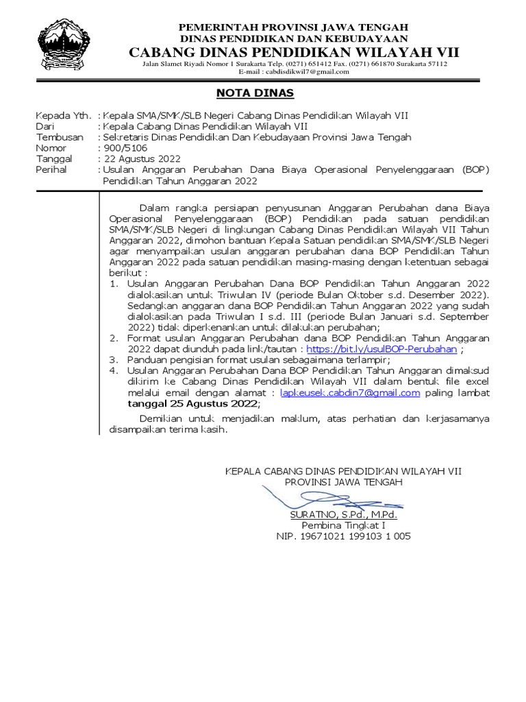 Usulan Anggaran Perubahan BOP TAHUN 2022 | PDF