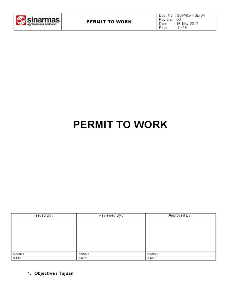 SOP-03-HSE-34 Permit To Work | PDF