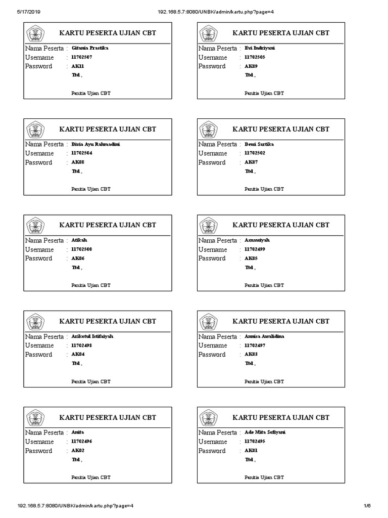 Kartu - Login CBT-4 | PDF