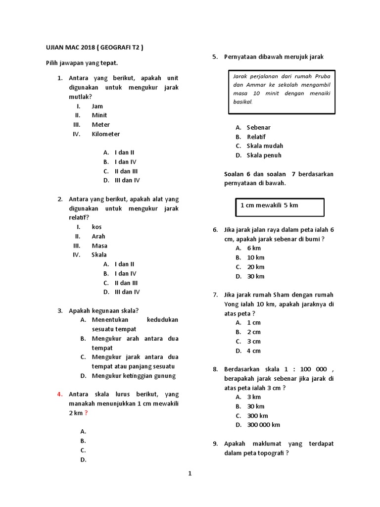 Ujian Geografi Tingkatan 2 | PDF